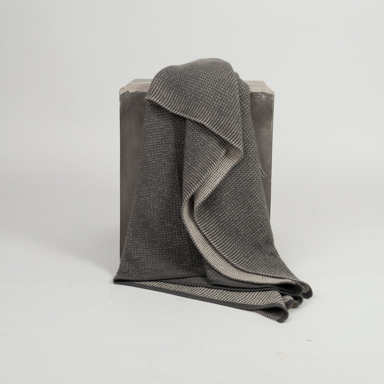 Thyme and linen cashmere waffle knit throw by Hangai Mountain Textiles
