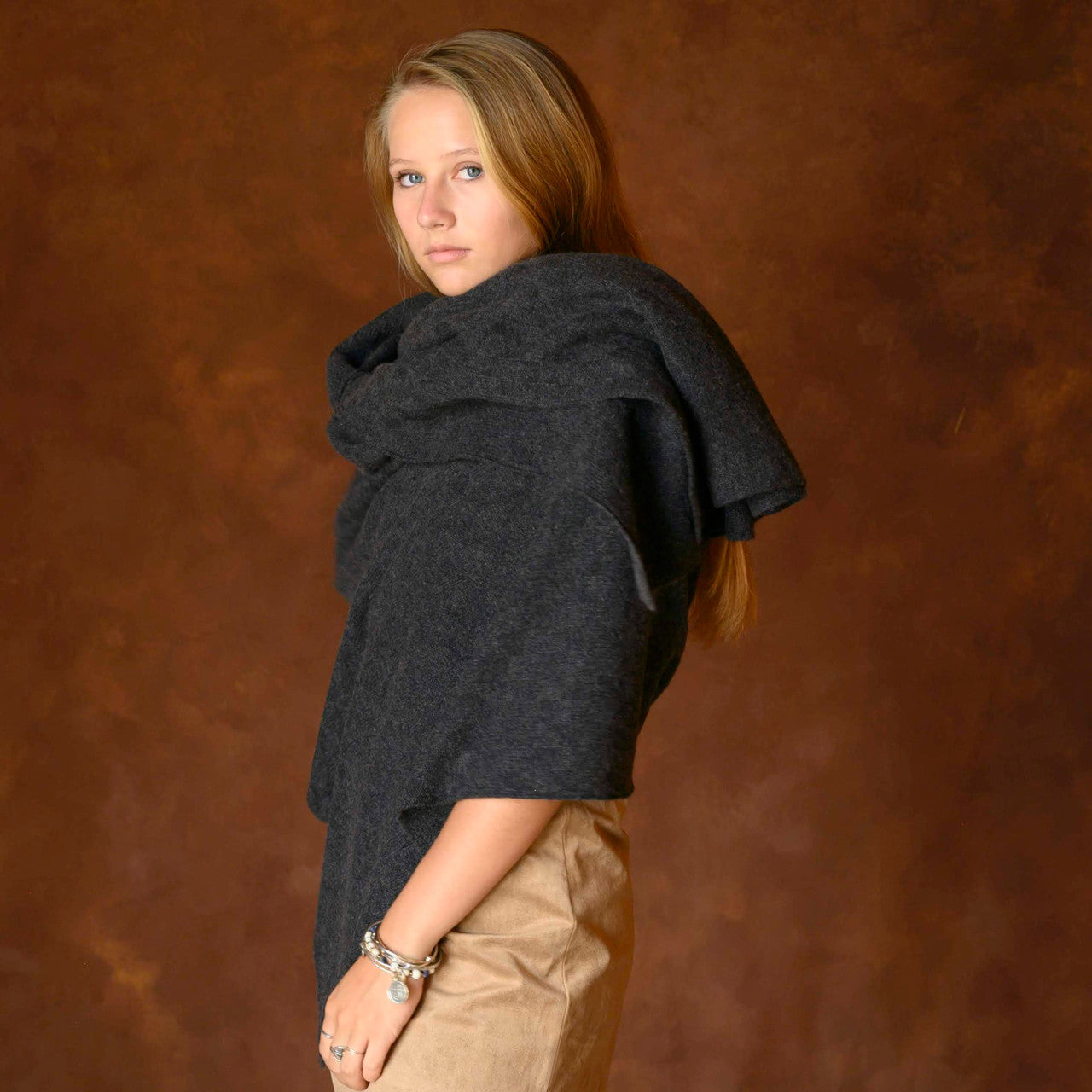 Organic Charcoal Cashmere Diamond Lattice Knit Throw by Hangai Mountain ...